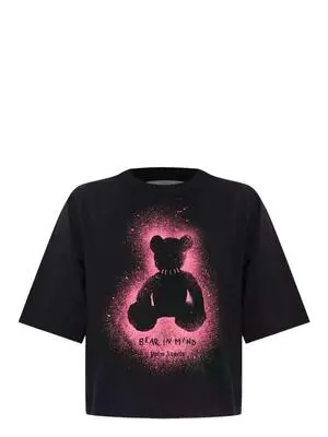 Palm Angels Bear Spray-effect T-shirt - 1068|black Fuchsia